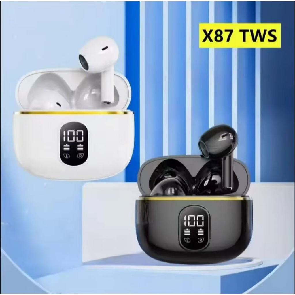 หูฟังบลูทูธ TWS รุ่นx87 พร้อมจอแสดงผล LED หูฟังไร้สายชุดหูฟังสเตอริโอ ...