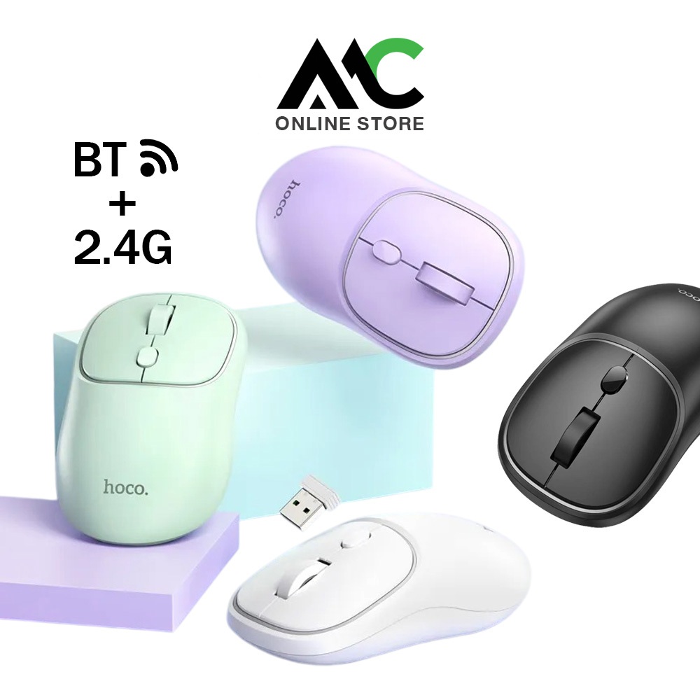 Hoco GM25 เมาส์ไร้สาย เมาส์บลูทูธ สีพาสเทล ออกแบบตามหลักสรีรศาสตร์ 1600dpi 4 ปุ่ม สำหรับ PC ...