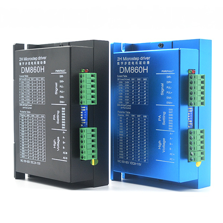 สีฟ้า DM860H DSP Digital Stepping Motor Driver พร้อมพัดลม สําหรับ Leize ...