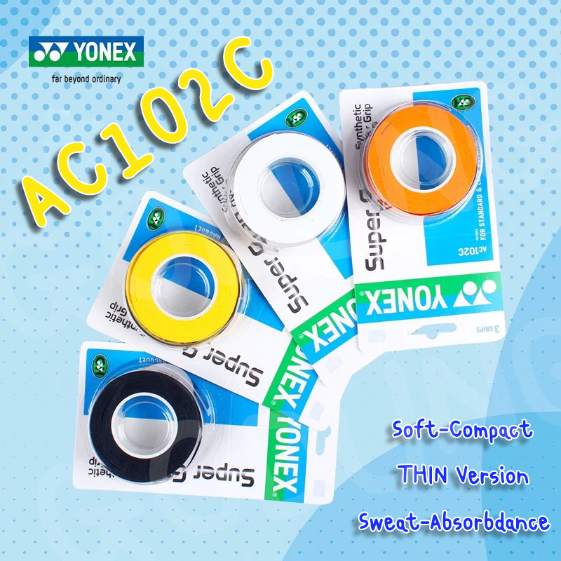 YONEX AC102C กริปยางของแท้ (🇯🇵) บาง เหนียว พันด้ามไม้แบดมินตัน ของแท้ ...