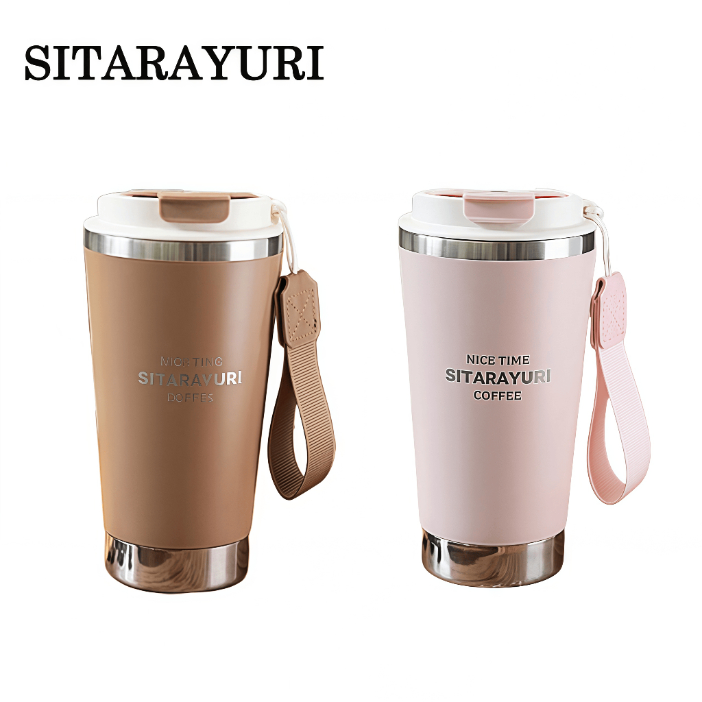 SITARAYURI กระติกฝาเปิดปิดยกดื่มมีที่หิ้ว แก้วกาแฟ แบบมีช่องใส่ใบชาในตัว แก้วเก็บอุณหภูมิ แก้ว ...