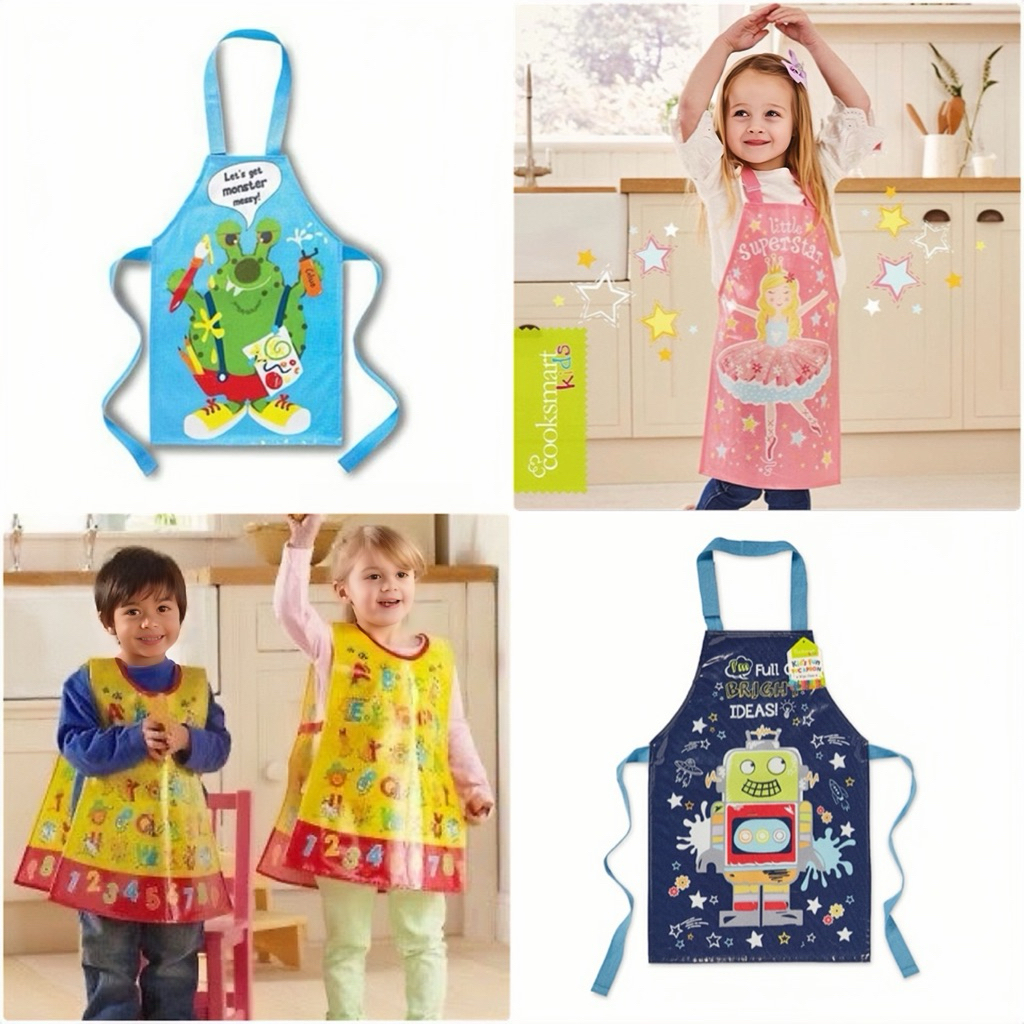 Cooksmart Kids Sample PVC apron, wipe clean material ผ้ากันเปื้อนเปื้อน ...