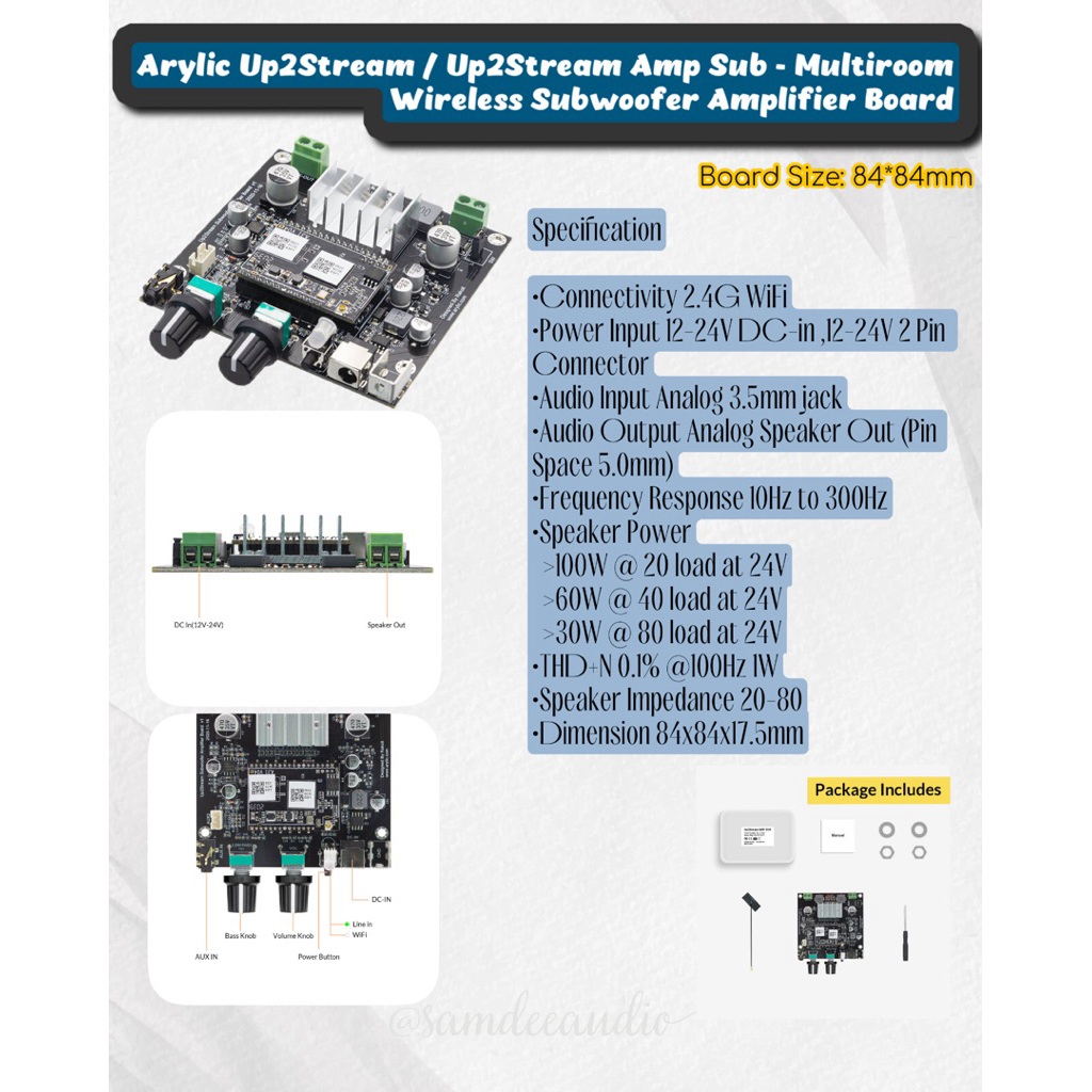 ราคาต่อ1ชุด/Arylic Up2Stream / Up2Stream Amp Sub - Multiroom Wireless Subwoofer Amplifier Board ...