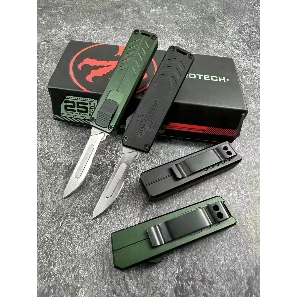 Microtech มีดผ่าตัดขนาดเล็ก - พร้อม 10 ชิ้น 23 ใบมีดผ่าตัด - วัสดุก้าน ...