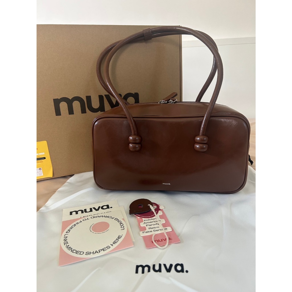 *ส่งต่อ* MUVA - Midi Boston - กระเป๋าสะพายข้างหนังวัว | Shopee Thailand