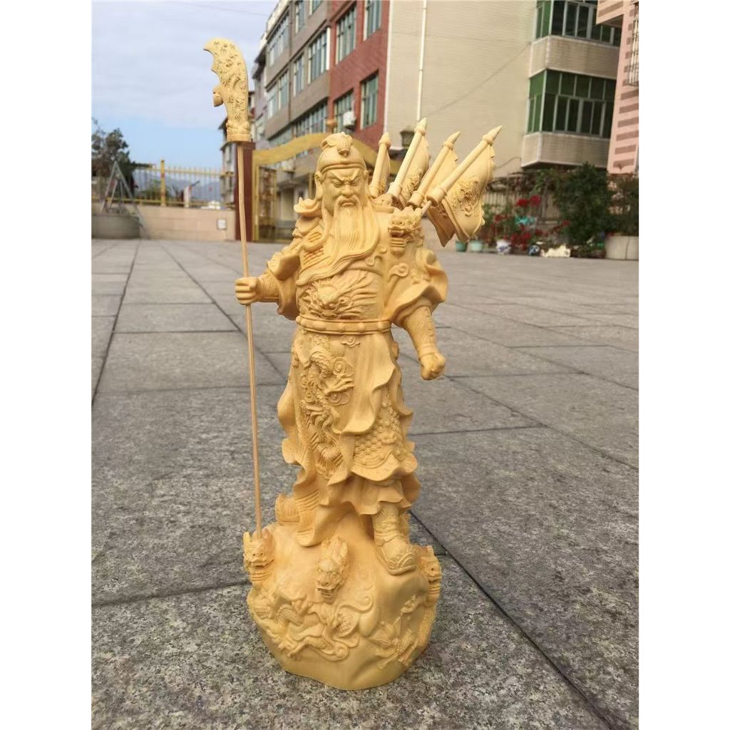 Cypress wood carving Kowloon Guan Gong The Second Master of Wuqi Pass ...