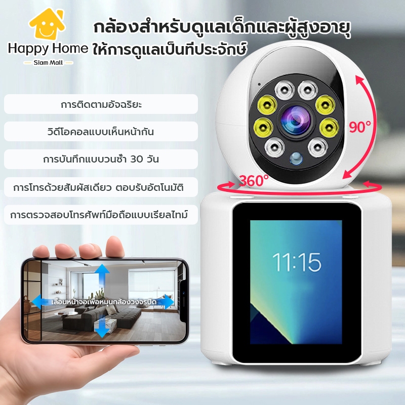 WiFi กล้องวงจรปิดไร้สาย วิดีโอคอลสองทาง ip camera ไร้สาย กล้อง 360 องศา ...