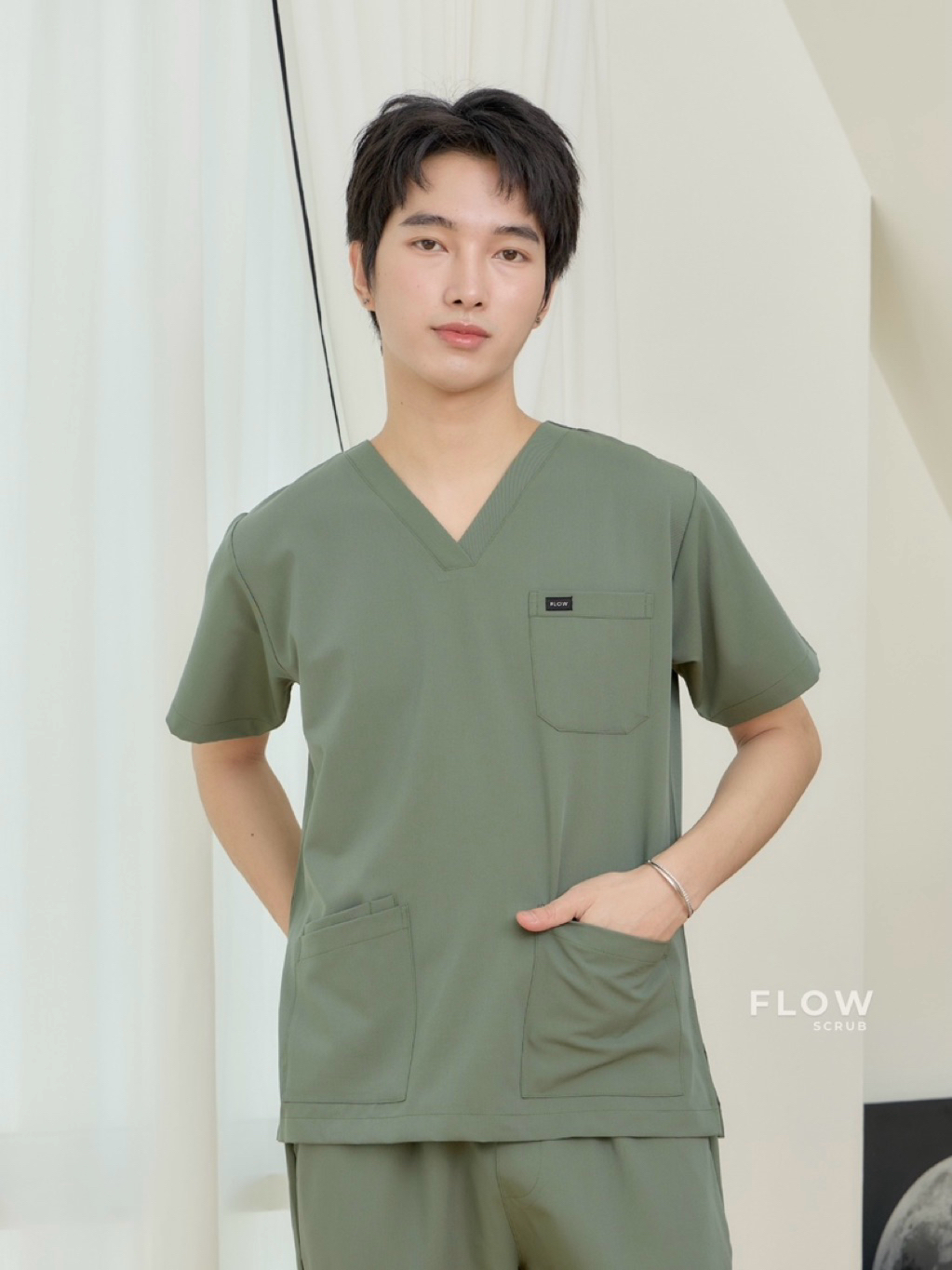 FLOW SCRUB ชุดสครับ UNISEX MOSS COLOR | Shopee Thailand