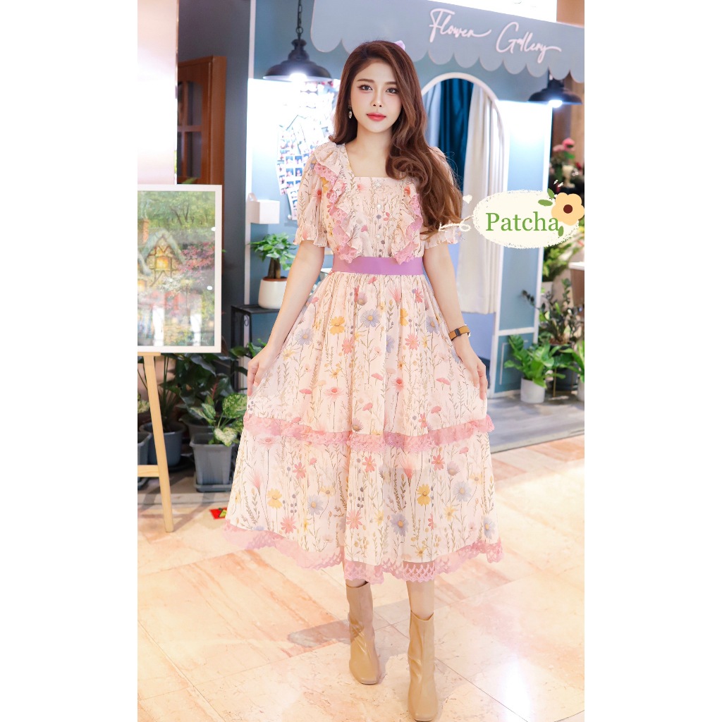 "เช็คสต็อคสินค้าก่อนสั่งซื้อค่ะ" PATCHA Maxidress แขนสั้น ใช้ผ้าชีฟอง | Shopee Thailand
