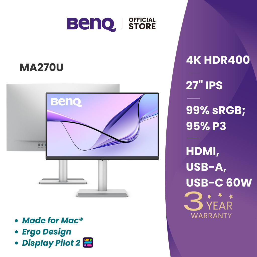 BenQ MA270U / MA270UP 27นิ้ว 4K 95% DCI-P3 Monitor for Macbook (จอภาพสำหรับ Mac) | Shopee Thailand
