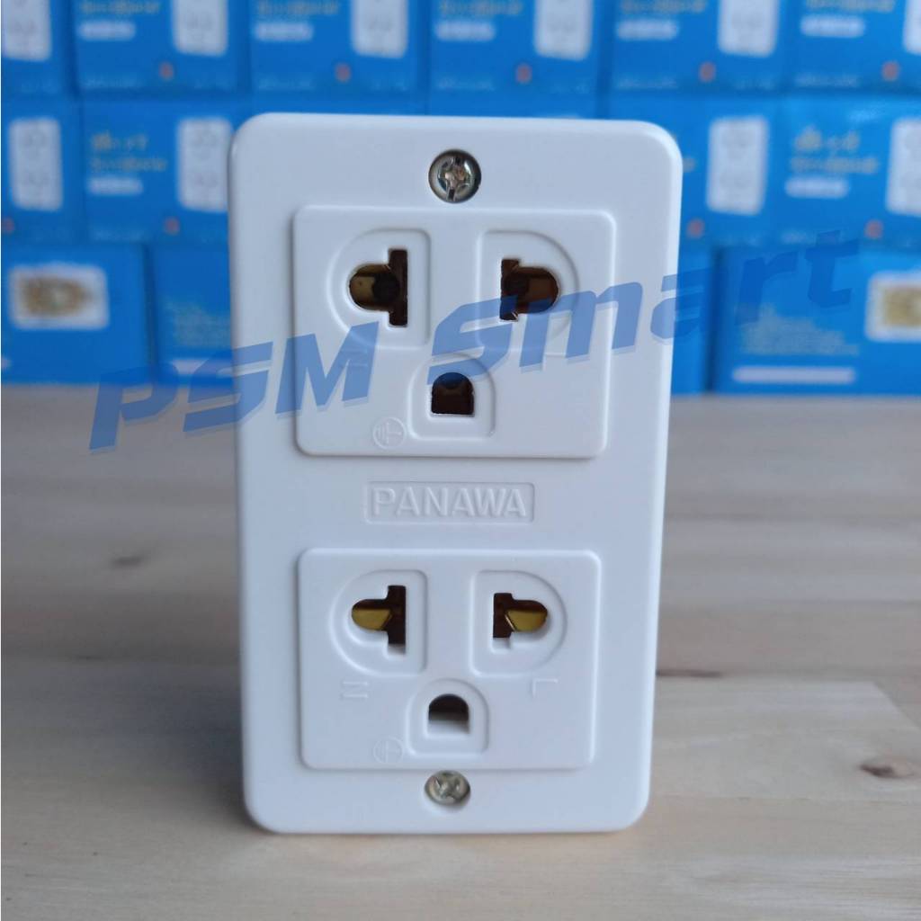 ปลั๊กกราวด์คู่ลอย เต้ารับ ลอย2ที่ (ราคา/ชิ้น) Panawa P-031 สีขาว ผลิตในประเทศไทย | Shopee Thailand