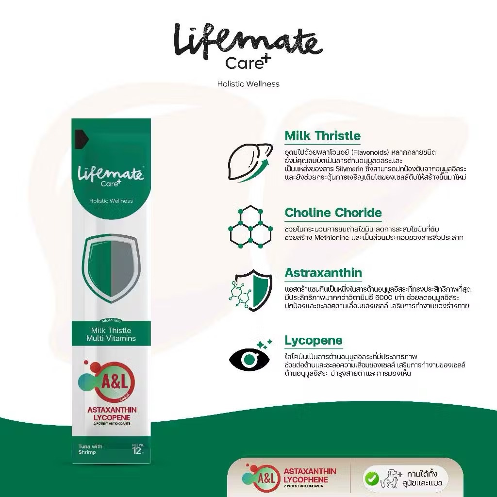 🟢 Lifemate กล่องสีเขียว สูตรดูแลตับ วิตามินขนมเลียสำหรับสุนัขและแมว 🐱🐶 | Shopee Thailand