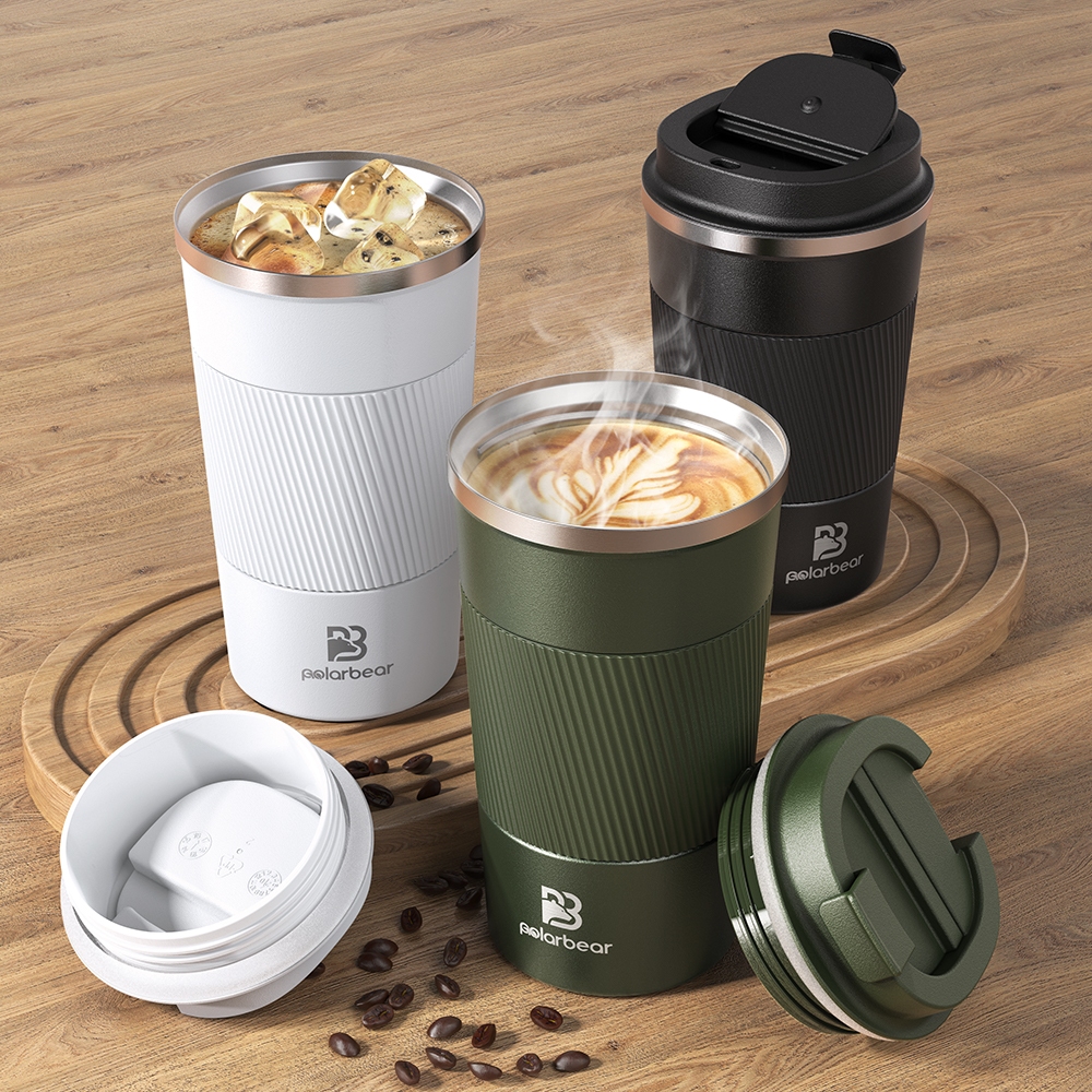 Polarbear แก้วกาแฟพกพา เก็บความเย็น แก้วกาแฟ แก้วเก็บอุณหภูมิ สแตนเลสแบบพกพา น้ำสแตนเลส 380ML ...