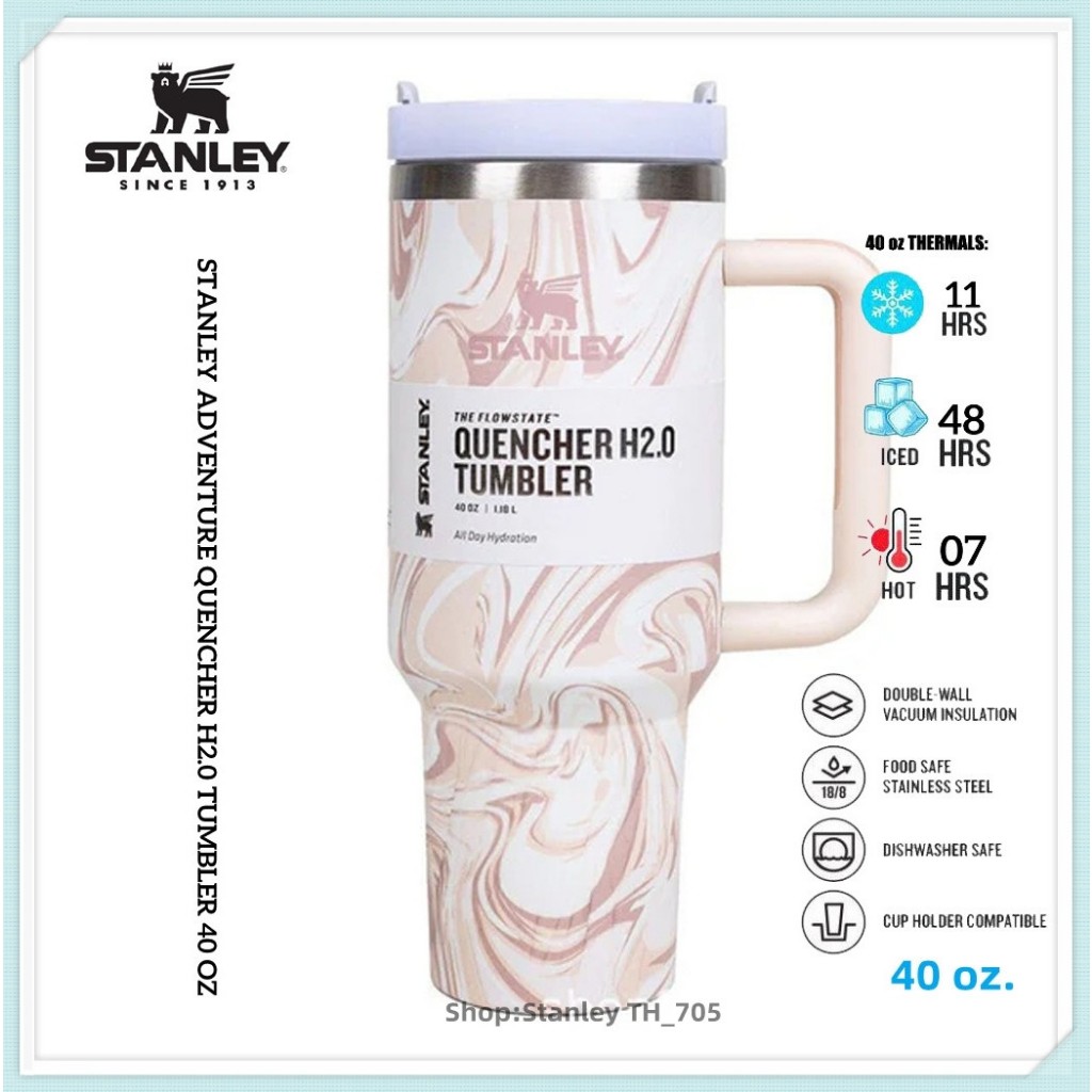 แท้ 100% STANLEY Adventure Quencher 2.0 Tumbler 40 Oz Rose Quartz Swirl ...