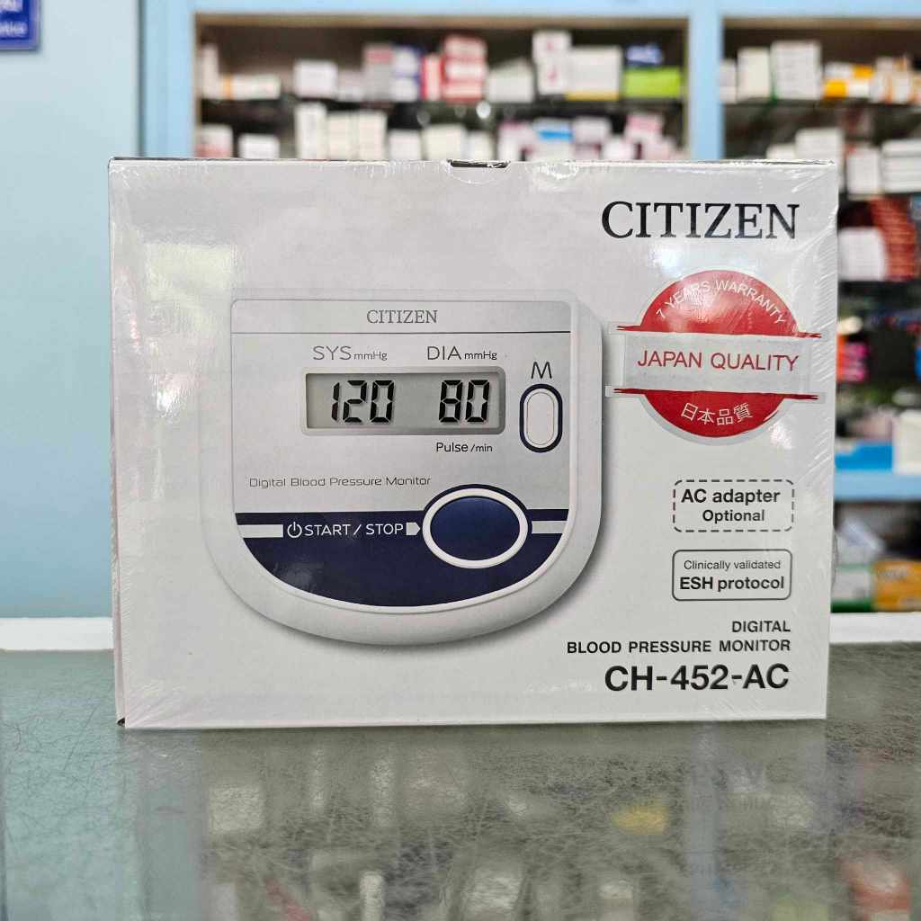 เครื่องวัดความดันโลหิต ดิจิทัล Citizen รุ่น CH-452-AC พร้อม adaptor ของแท้จากร้านขายยา รับประกัน ...