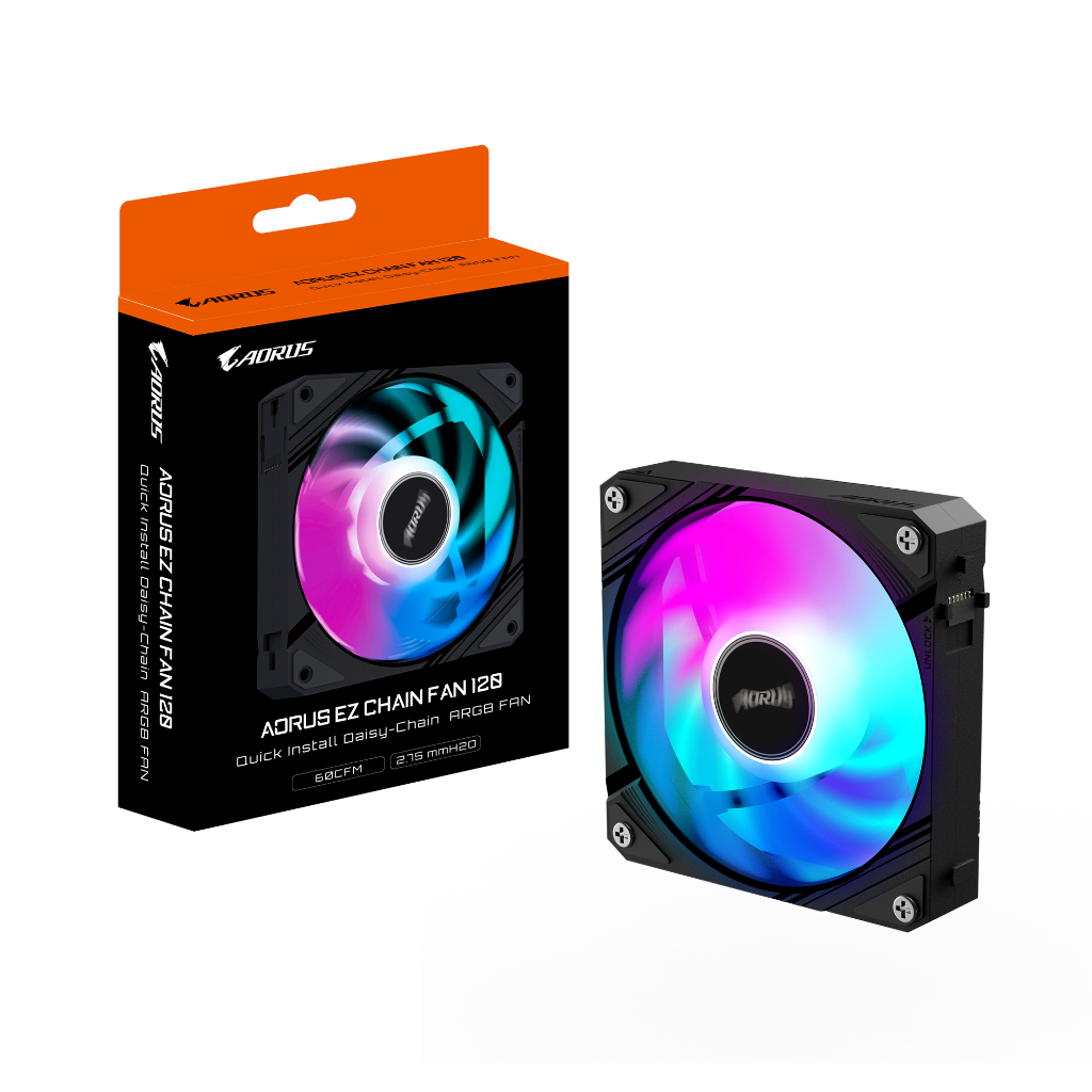 FAN CASE AORUS EZ CHAIN ARGB FAN 120 BLACK / WHITE ICE 120MM 2000RPM ...