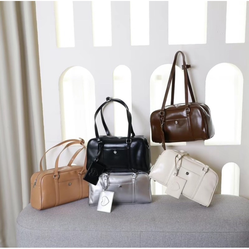 กระเป๋าแบรนด์ CICELLE สไตล์ koreaหูยาวน้องโบว์ลิ่งหนัง เงามันPU PREMIUM ...