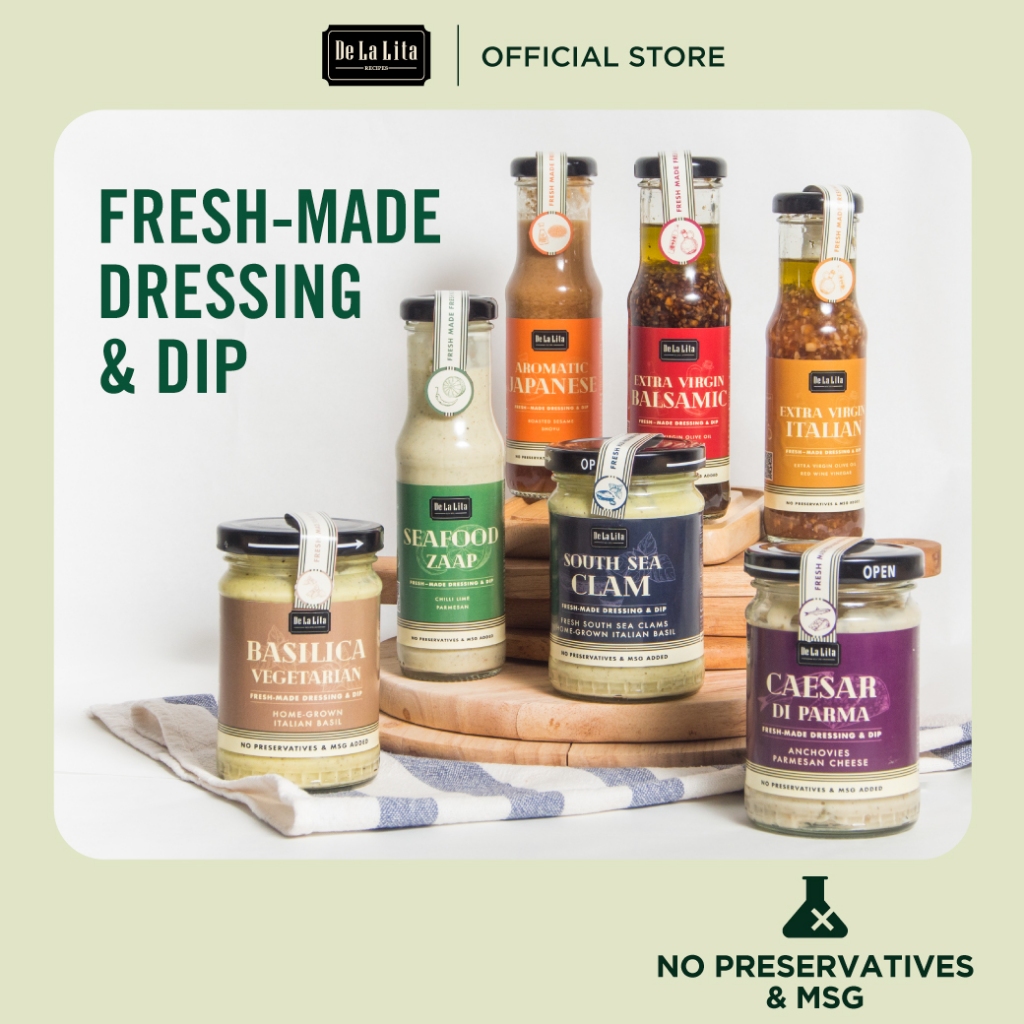 น้ำสลัดโฮมเมด แบบคลีน ใช้น้ำมันมะกอก ใช้ทาขนมปัง ทำแซนวิช ดิป De La Lita แบบขวด | Shopee Thailand