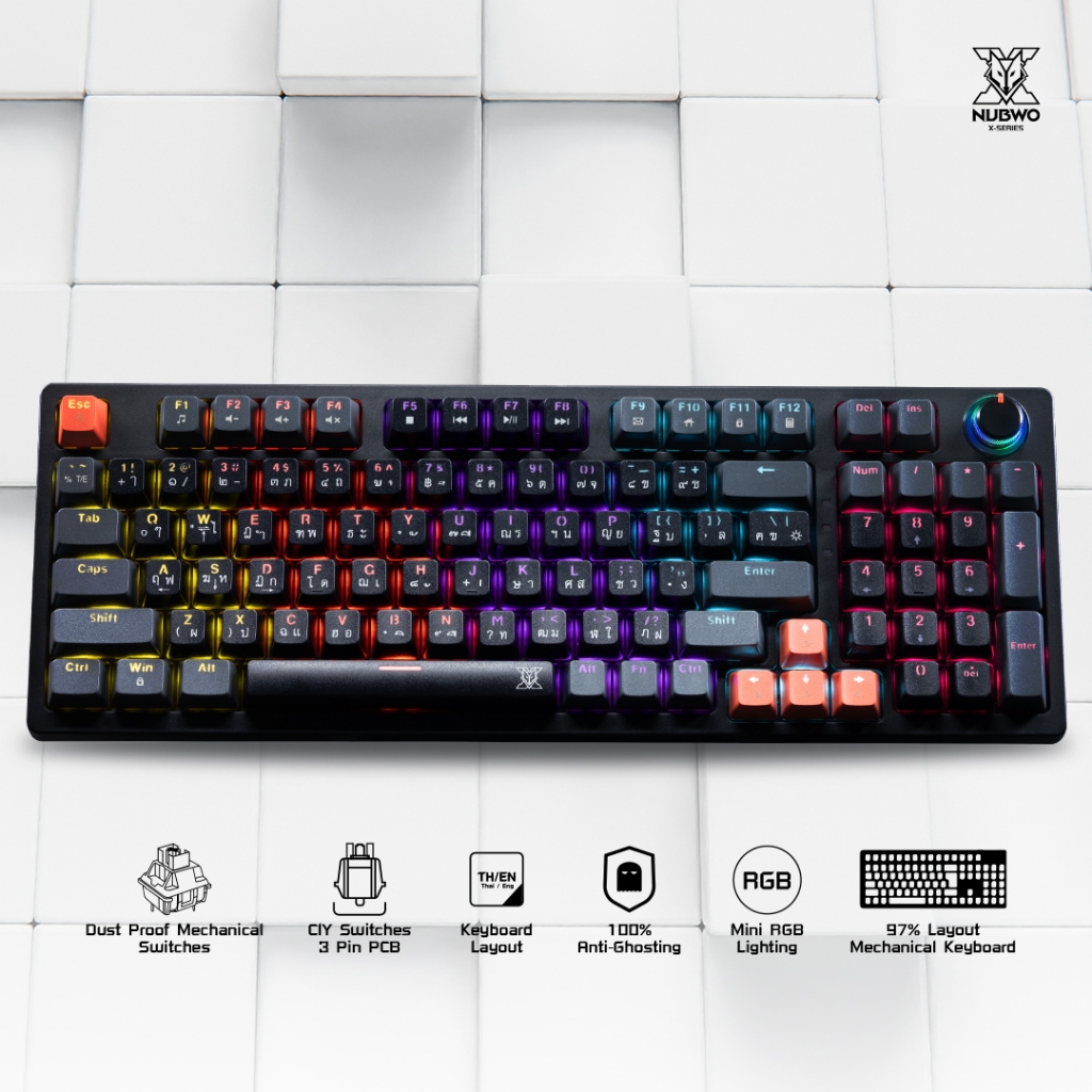 NUBWO X801 คีย์บอร์ดเกมมิ่ง Mechanical MINI RGB CIY Switch| Blue/Red Switch| ประกัน 2 ปี ...