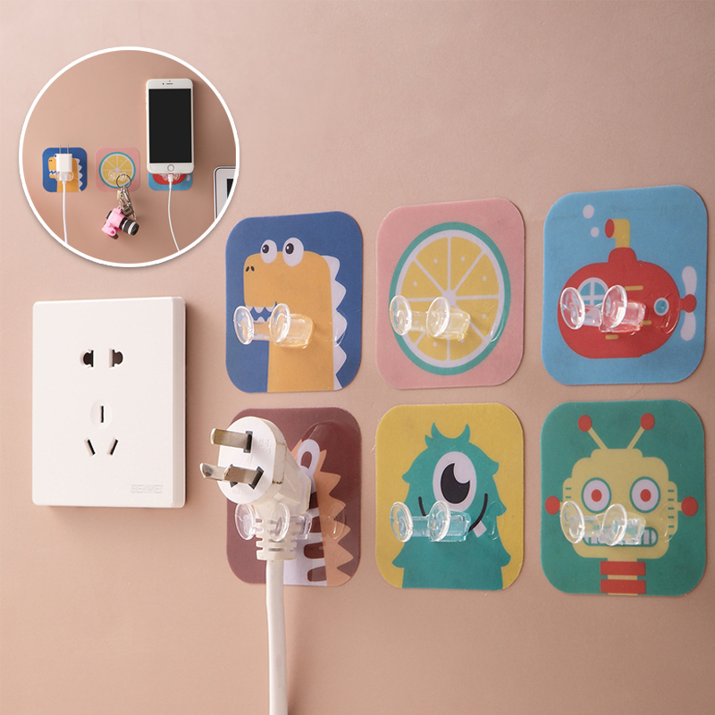 Cartoon plug hook, plug hanger 1 ชิ้น ตะขอแขวนปลั๊ก ตะขอ ตะขอแขวน ตะขอ ...