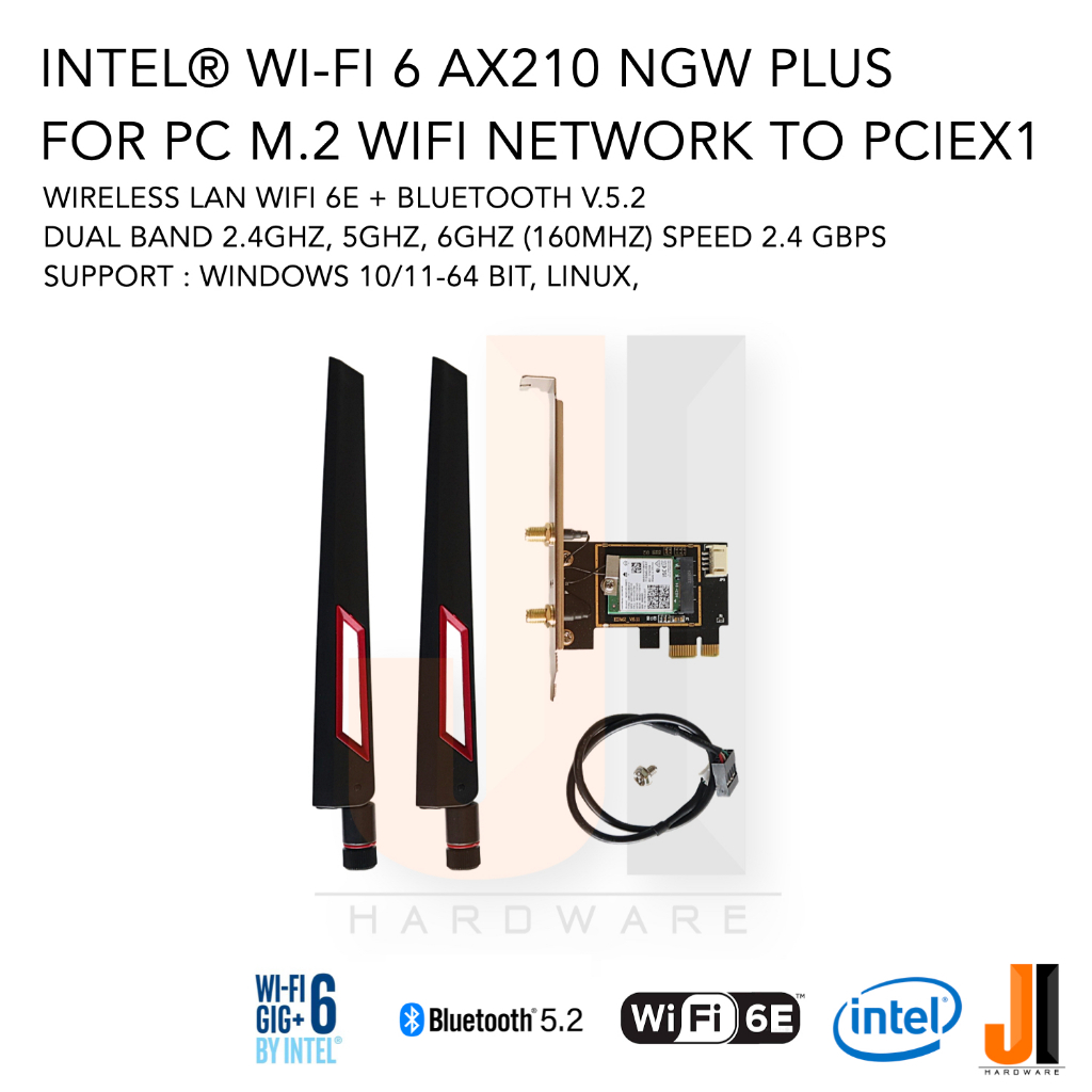 Intel® Wi-Fi 6E AX210 Pci-e X1 wireless + bluetooth v.5.2 2.4Ghz/5Ghz ...