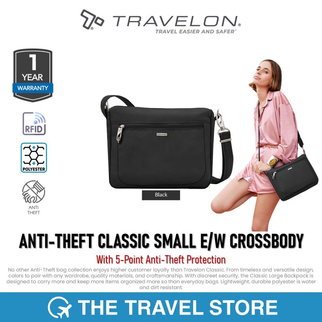 Travelon ANTI-THEFT CLASSIC SMALL E/W CROSSBODY (43115-500) กระเป๋า ...