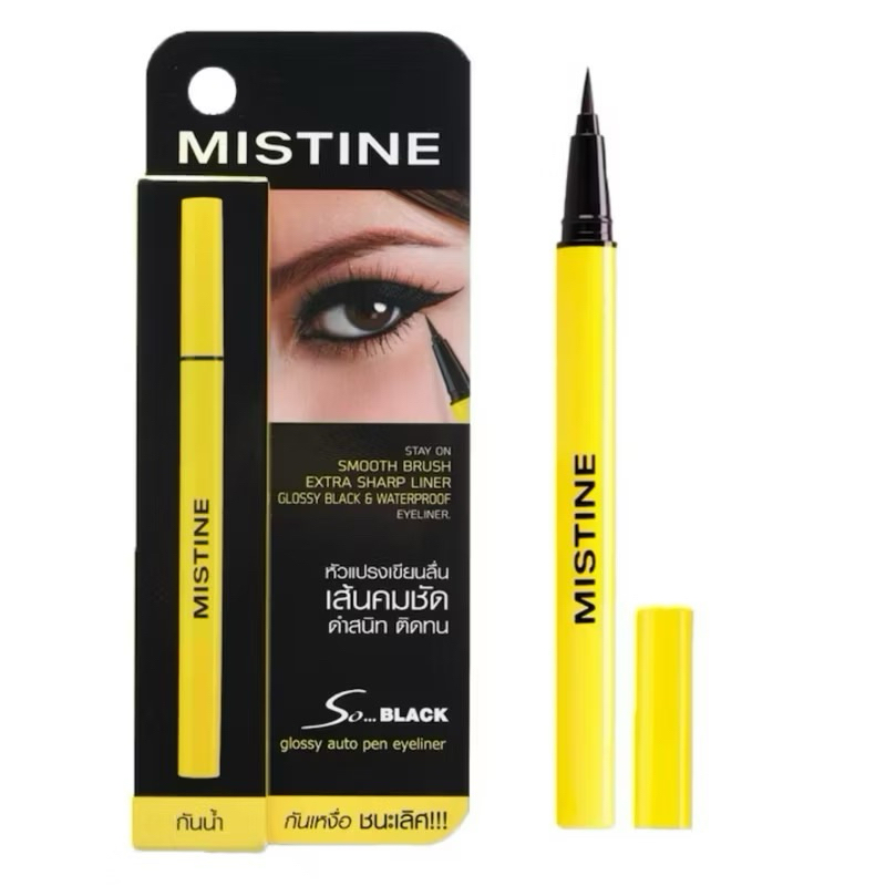 [1แท่ง]มิสทิน โซ แบล็ค กลอซซี่ ออโต้ เพน อายไลเนอร์ mistine so black glossy auto pen eyeliner1 ...