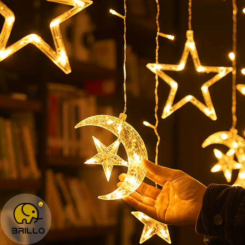 ไฟประดับ ไฟดาว แสงจันทร์ ไฟม่านดาวติดพระจันทร์LED ตกแต่งสุดโรแมนติก ...