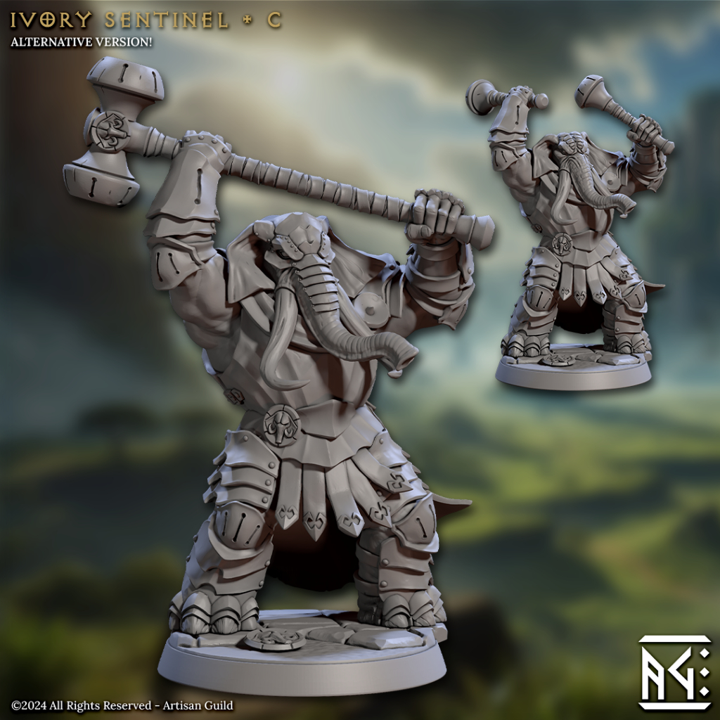 Ivory Sentinel C - Elephorim Ivory Sentinels - Humanoid Loxodon / 32mm ...