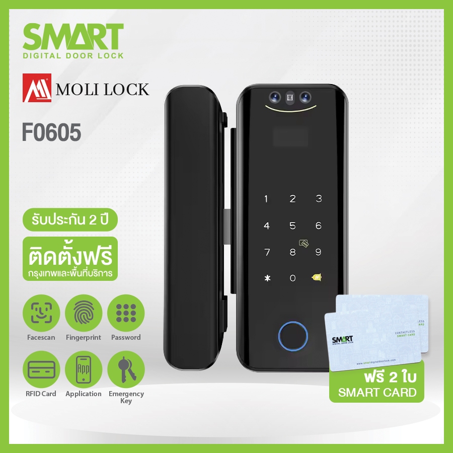 Smart Digital door lock รุ่น F605 สแกนใบหน้า พร้อมรีโมท App+WiFi ...