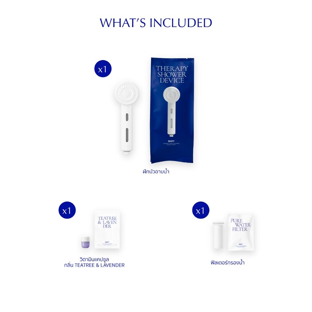 SHIFT Shower Head [Trial Kit] ฝักบัวอาบน้ำ กรองน้ำ ลดสิว แรงดันสูง ...