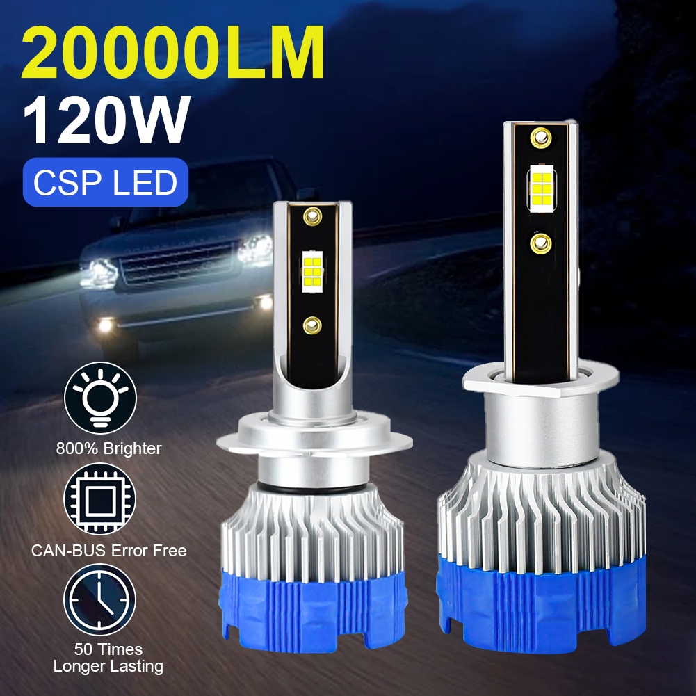 2PCS Car LED BULB H1 H4 9005 H11 ไฟหน้าหลอดไฟสำหรับรถยนต์ 20000LM 120W 6500K สีขาว CSP LED 12 ...