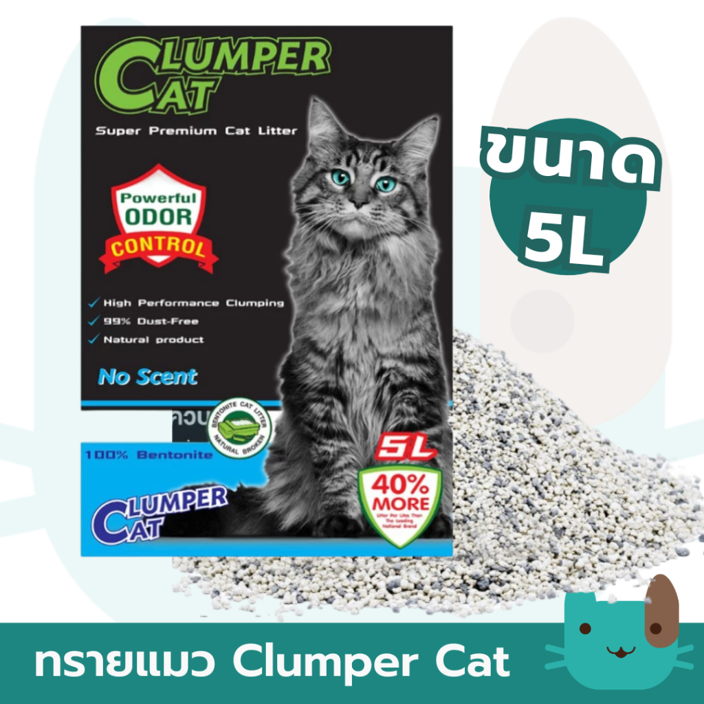 Clumper cat 5L ทรายแมวภูเขาไฟ เบนโทไนล์ ปราศจากฝุ่น ดับกลิ่นดี | Shopee ...