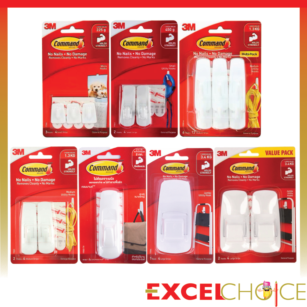 [ซื้อสินค้า3Mครบ250บ. แถมเทป408หรือ4010] คอมมานด์ ตะขอพร้อมเทปกาว COMMAND HOOKS 3M | Shopee Thailand