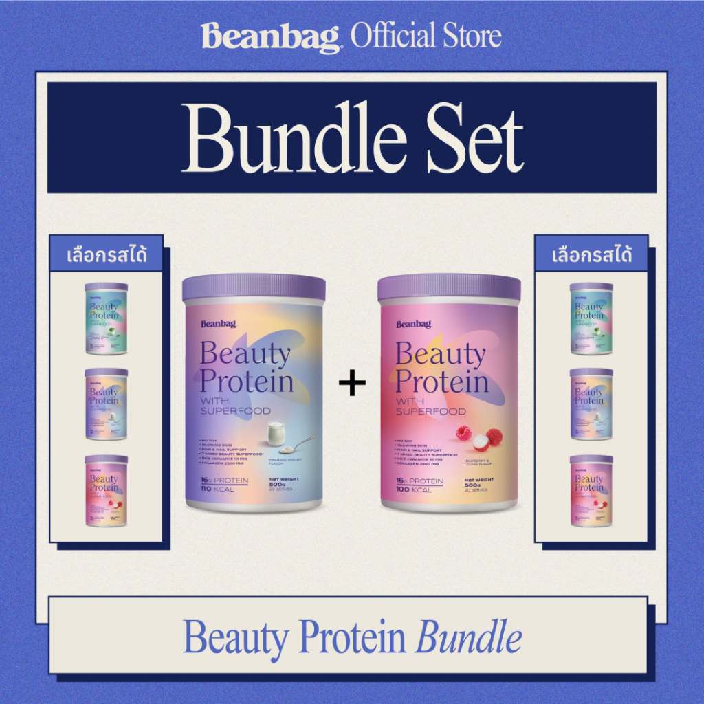 Bundle Set Beanbag Beauty Protein with superfood บิวตี้โปรตีน 2 กระปุก ...