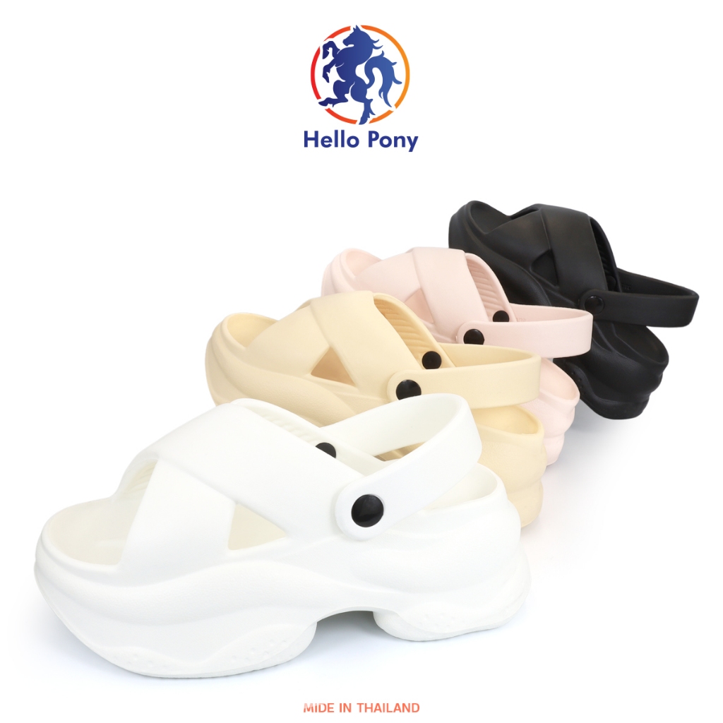 Hello Pony รองเท้ารัดส้น รองเท้าเเฟชั่นส้นสูง มีสายรัดรองเท้า กันลื่น ...