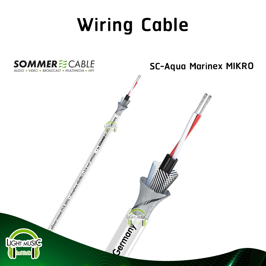 Wiring Cable Sommer SC-Aqua Marinex MIKRO OD 4.6 mm. 2 x 0.14 mm² OFC Digital DMX 110 ohm AES ...