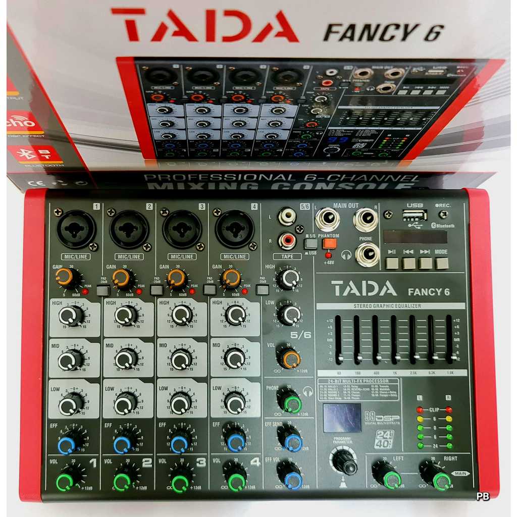 TADA FANCY-6 MIXER สีแดง มิกเซอร์ TADA Fancy 6 ช่องสัญญาณ 4 โมโน 1 ...