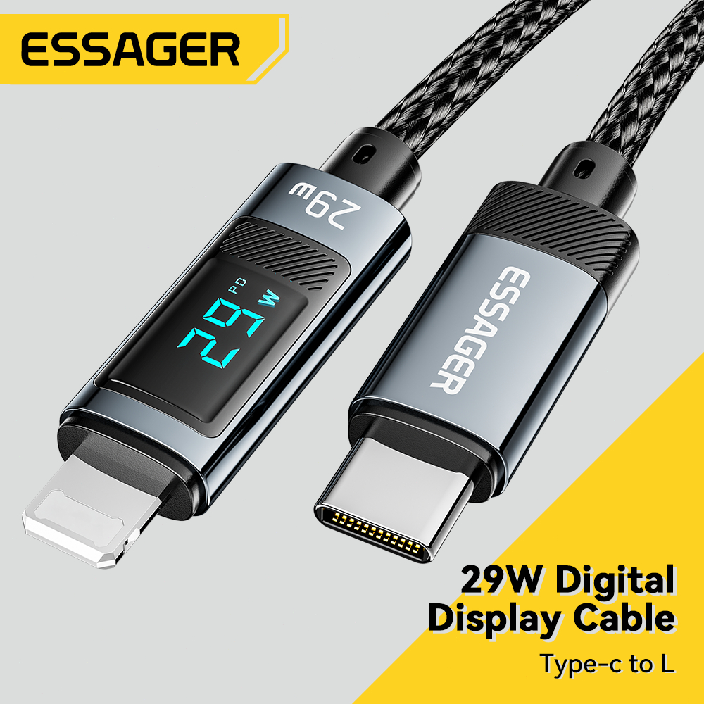Essager Type-C to L PD29W สายเคเบิลข้อมูลจอแสดงผลดิจิตอล USB2.0 ลวดถัก ...