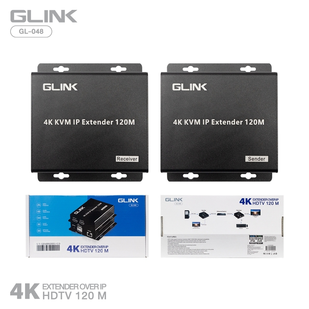 Glink GL-048 HDMI Extender Over IP 120M 4K KVM Function อุปกรณ์ขยาย ...