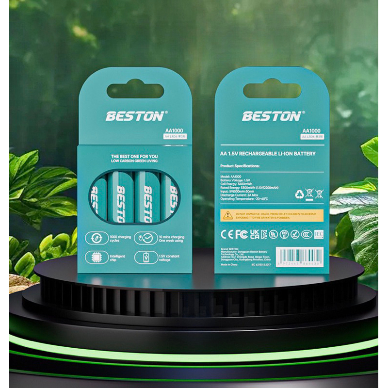 ถ่านชาร์จ BESTON 2AN-100 AA 1.5V 3600mWh Li-ion Battery 4 ก้อน | Shopee ...