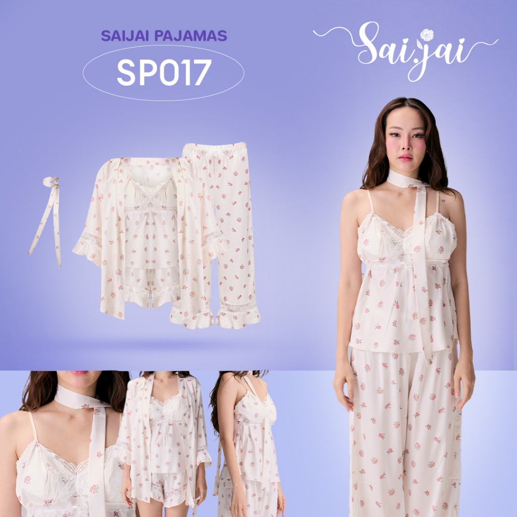 SP017 NEW SAIJAI PAJAMAS SET (กรอก TGECLAU ลด 100.-) ชุดนอนเซ็ตสุดชิค | Shopee Thailand