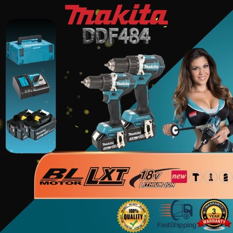 COD Makita DDF484 (1 Charger 2 Batteries) 18V ไขควงไร้สายเครื่องมือ ...