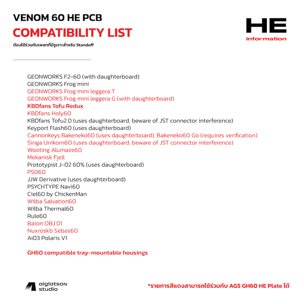 (พร้อมส่งในไทย) GEONWORKS Venom 60 HE PCB 8KHz - แผงวงจรคีย์บอร์ดสำหรับ ...