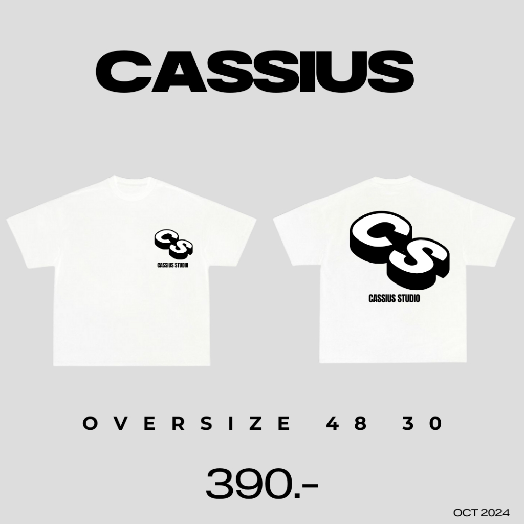 CASSIUS PREMIUM COTTON OVERSIZE เสื้อยืดสกรีนลาย พรีเมี่ยม LOGO CS ขาว ...