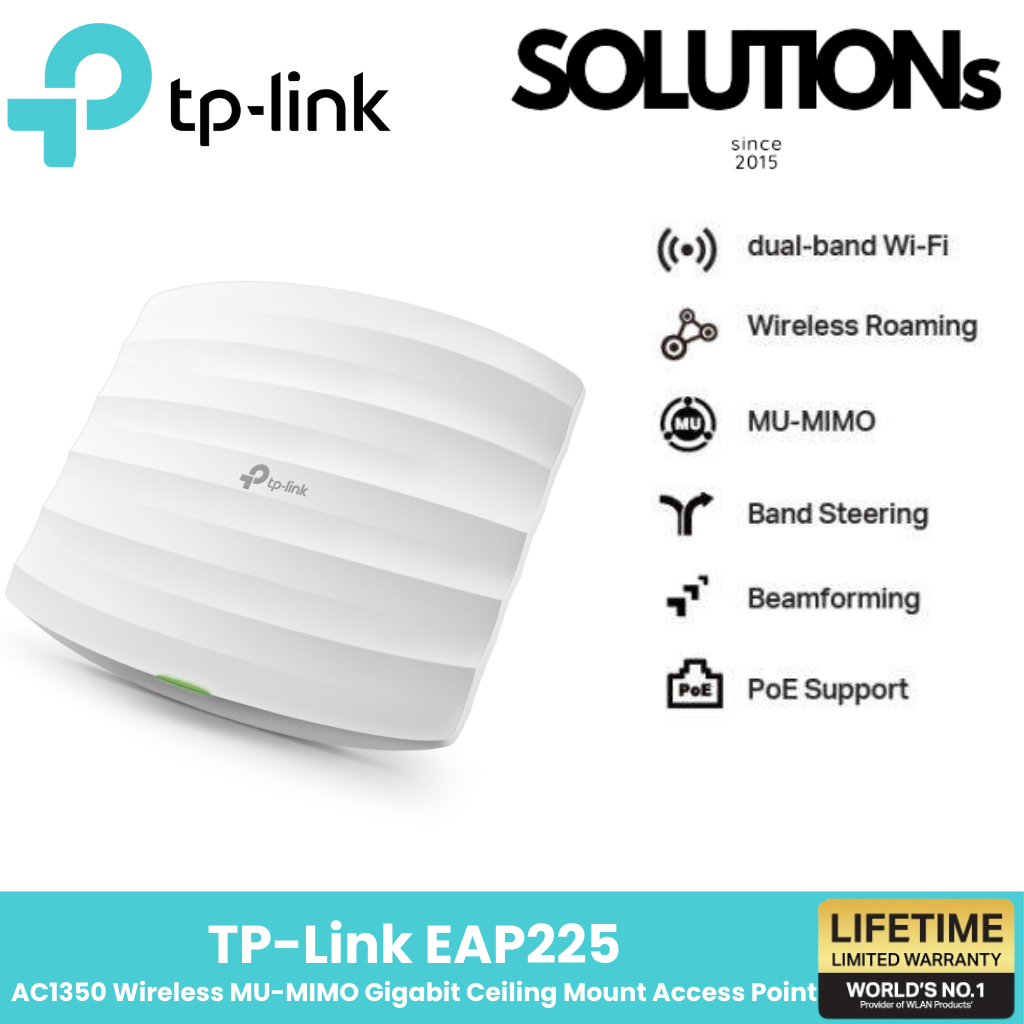 TP-LINK EAP225 AC1350 Wireless MU-MIMO Gigabit Ceiling Mount Access ...
