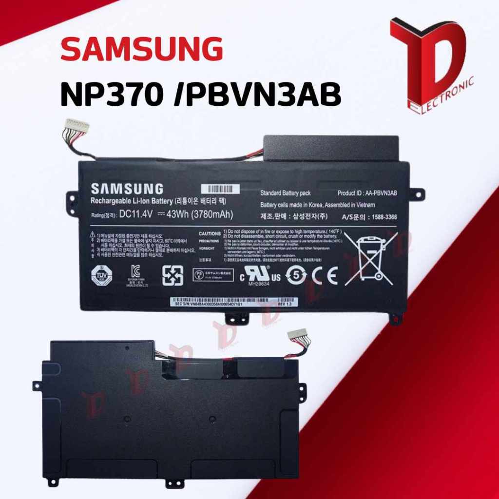 BATTTERY SAMSUNG AA-PBVN3AB ORG ใช้ได้กับรุ่น NP370 NP450 NP470 NP510 | Shopee Thailand