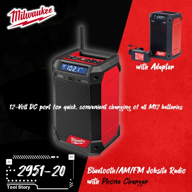 Milwaukee M12 AC-DC ลำโพง 2951-20 Bluetooth/AM/FM Jobsite Radio with ...