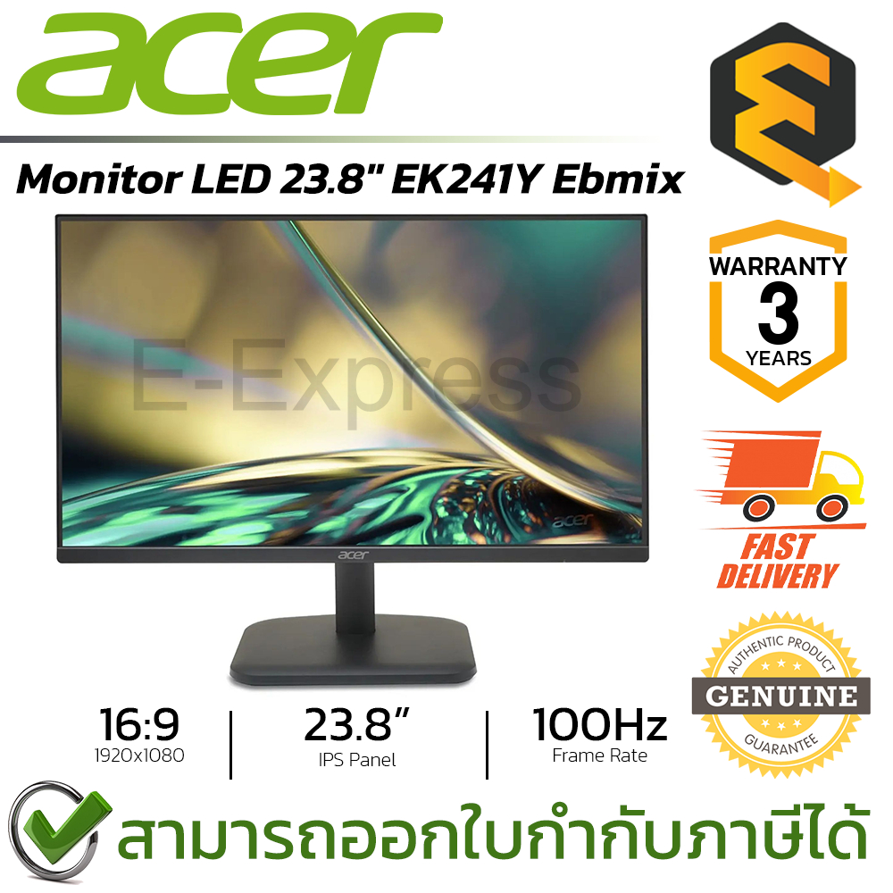 Acer Monitor LED 23.8" EK241Y Ebmix (IPS, 100 Hz) จอคอมพิวเตอร์ จอ ...