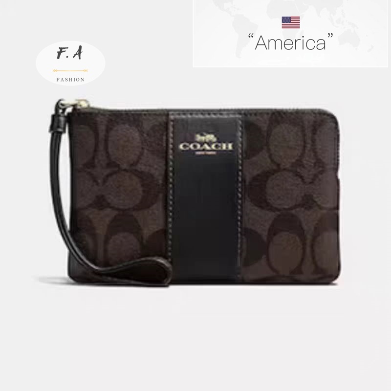 (มาถึง 2-3 วัน）OUTLET Clutch coach แท้ Corner Zip Wristlet 58035 (6.6 ...
